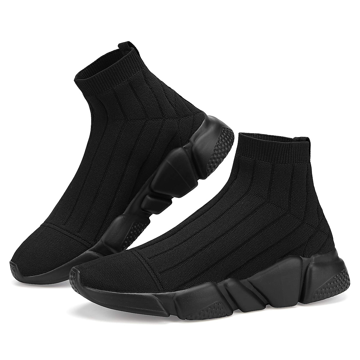 Casbeam Men's Running Knit Comfortable Lightweight Breathable Casual Sports Shoes Fashion Sneakers Slip-On Walking Shoes All Black Size 11