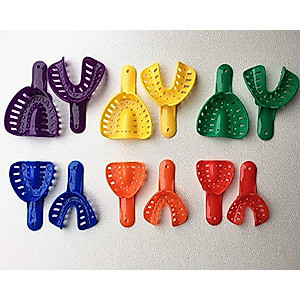 12pcs Dental Impression Tray Plastic New 6 Sizes Autoclavable for Adult/Children