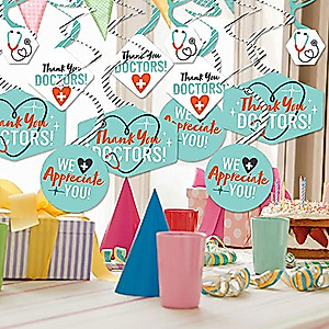 Big Dot of Happiness Thank You Doctors - Doctor Appreciation Week Hanging Decor - Party Decoration Swirls - Set of 40