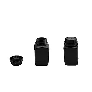 Othmro 2Pcs Plastic Bottles Lab Chemical Reagent Bottles 500ml/17oz Wide Mouth Plastic Containers Liquid/Solid Square Sample Storage Containers Sealing Bottles Black with Anti-theft Cap for food store