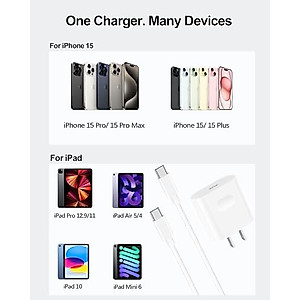 iPhone 15 Pro/15 Pro Max Charger, 35W USB C Charger Block with 10ft USB-C to C Fast Charing Cable for iPhone 15/15 Pro/15 Pro Max/15 Plus, iPad Pro 12.9/11, iPad Air 5/4, iPad 10