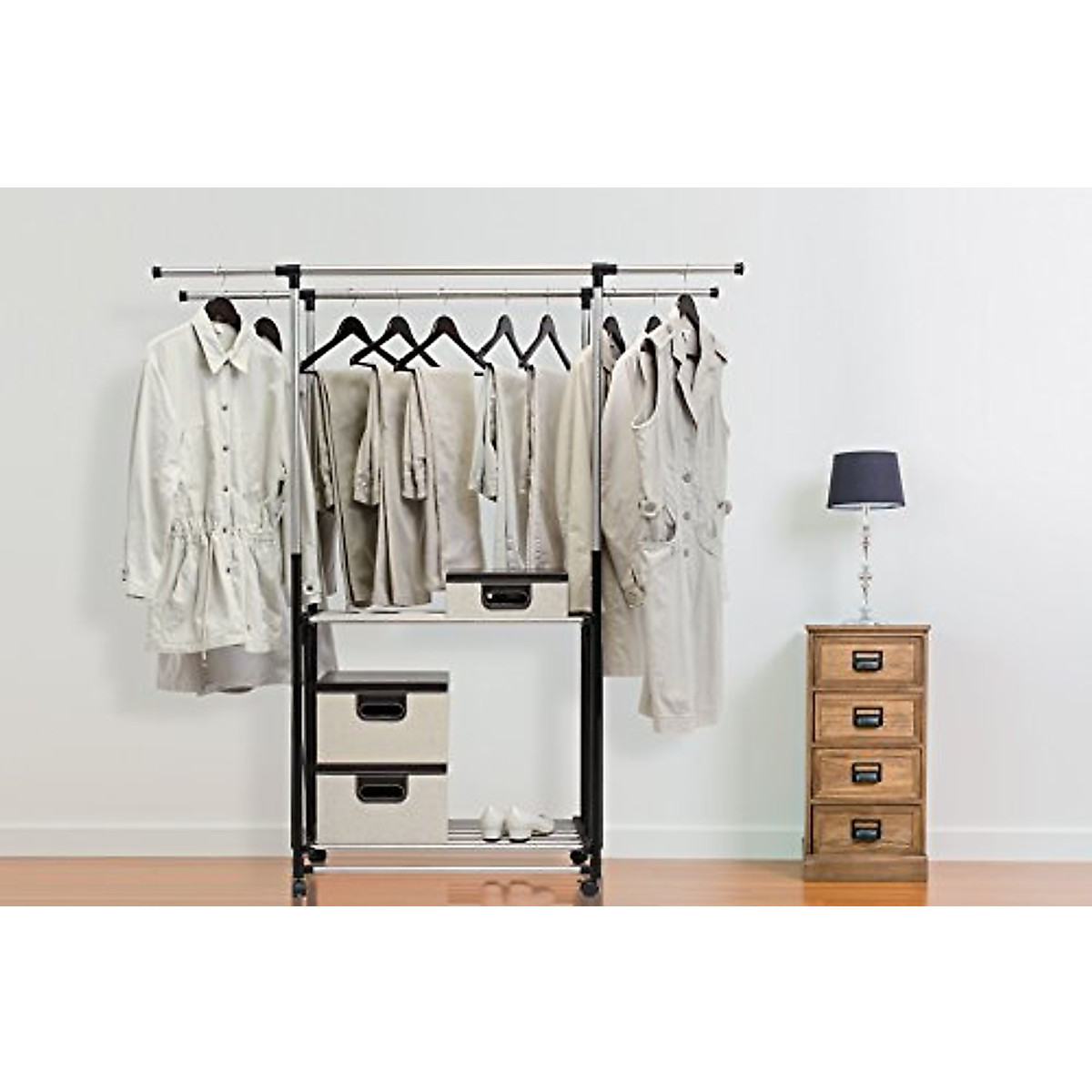 GreenWay GRGR200 Stainless Steel Collapsible Double-Bar Garment Rack
