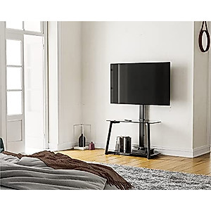 Floor TV Stand with Storage for 23-55 Inch TVs Universal Corner TV Stand for Media-Height Adjustable Glass Entertainment Center with Mount TV Stands Cable Management,VESA 400x400mm