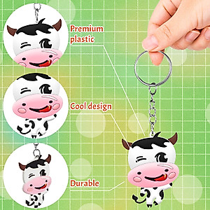 MTLEE Cow Party Favors Cute Rubber Cow Keychain Farm Laughing Cow Animal Cow Baby Keychains for Boys Girls Teens School Carnival Rewards Baby Shower Birthday Party Favors(40 Pieces)