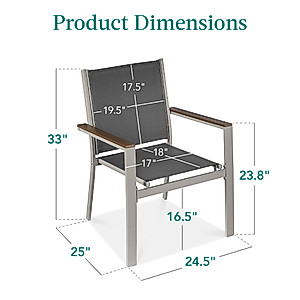 Best Choice Products Set of 2 Stackable Outdoor Textilene Chairs, All-Weather Conversation Dining Accent Furniture w/Armrests - Taupe/Charcoal