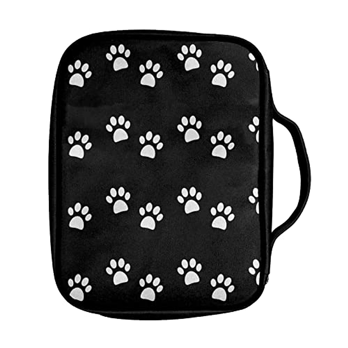 Coldinair Black White Dog Paws Print Bible Covers for Women Men Carrying Book Case Church Bag Bible Protective with Zippered Pocket and Durable Handle