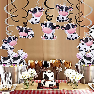 15Pcs Cow Birthday Party Decoration Cow Hanging Swirls for Farm Animal Theme Birthday Party Supplies