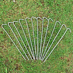 EUOKOK 9" Tent Stake Inflatable Stakes 12 Packs,Metal Tent Pegs Heavy Duty Ground Stake Hooks for Fencing, Tarp and Outdoor Christmas Decorations Yard