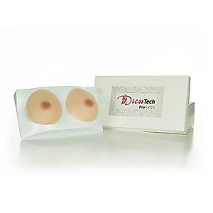 DressTech Proform Crossdresser Gel Filled Silicone Breast Forms, Enhanced Shape - Adhesive Tapes Included - Size 6 Light Beige