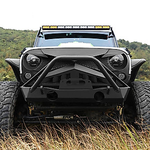 American Modified Hawke Easy Installation Front Grille Cover for 2007 to 2018 Jeep Wrangler, JK/JKU, Rubicon, and Sahara Sport, Matte Black