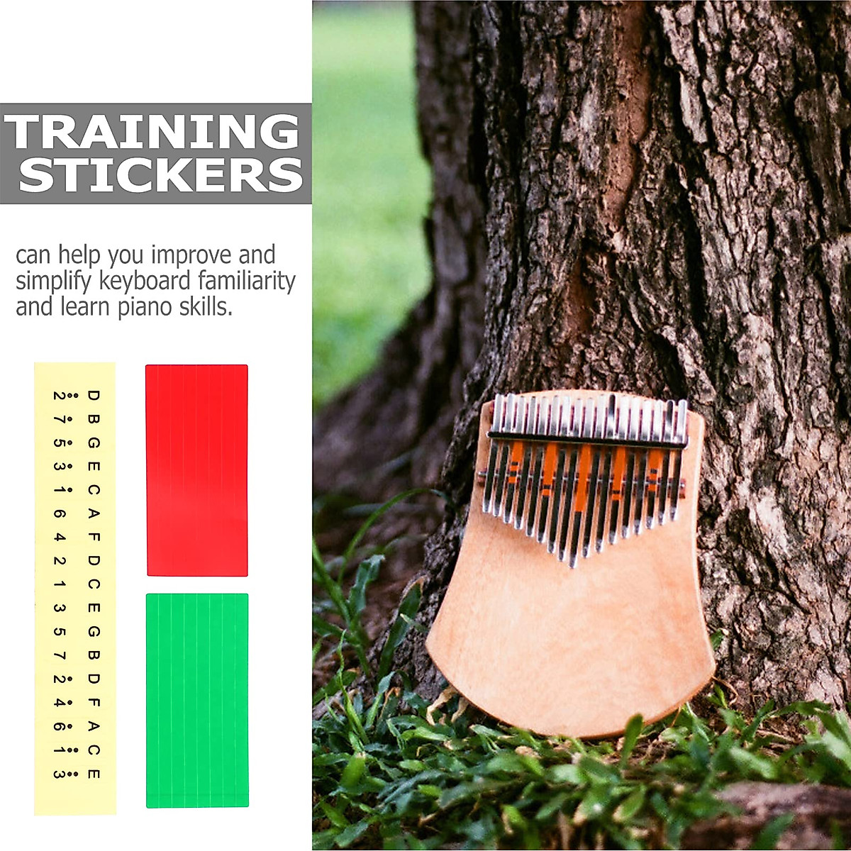 EXCEART 1 Set Thumb Piano Accessories Scale Stickers Red and Green Stickers Bling Accessories Lip Gloss Kit Finger Piano Start Kits Diy Kalimba Kit Thumb Piano Accessory for Beginner Map