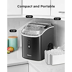 Nugget Ice Maker Countertop - 33lbs/24H, Silonn Pebble Ice Maker Machine with Self-Cleaning Function, Ice Makers for Home Kitchen Office