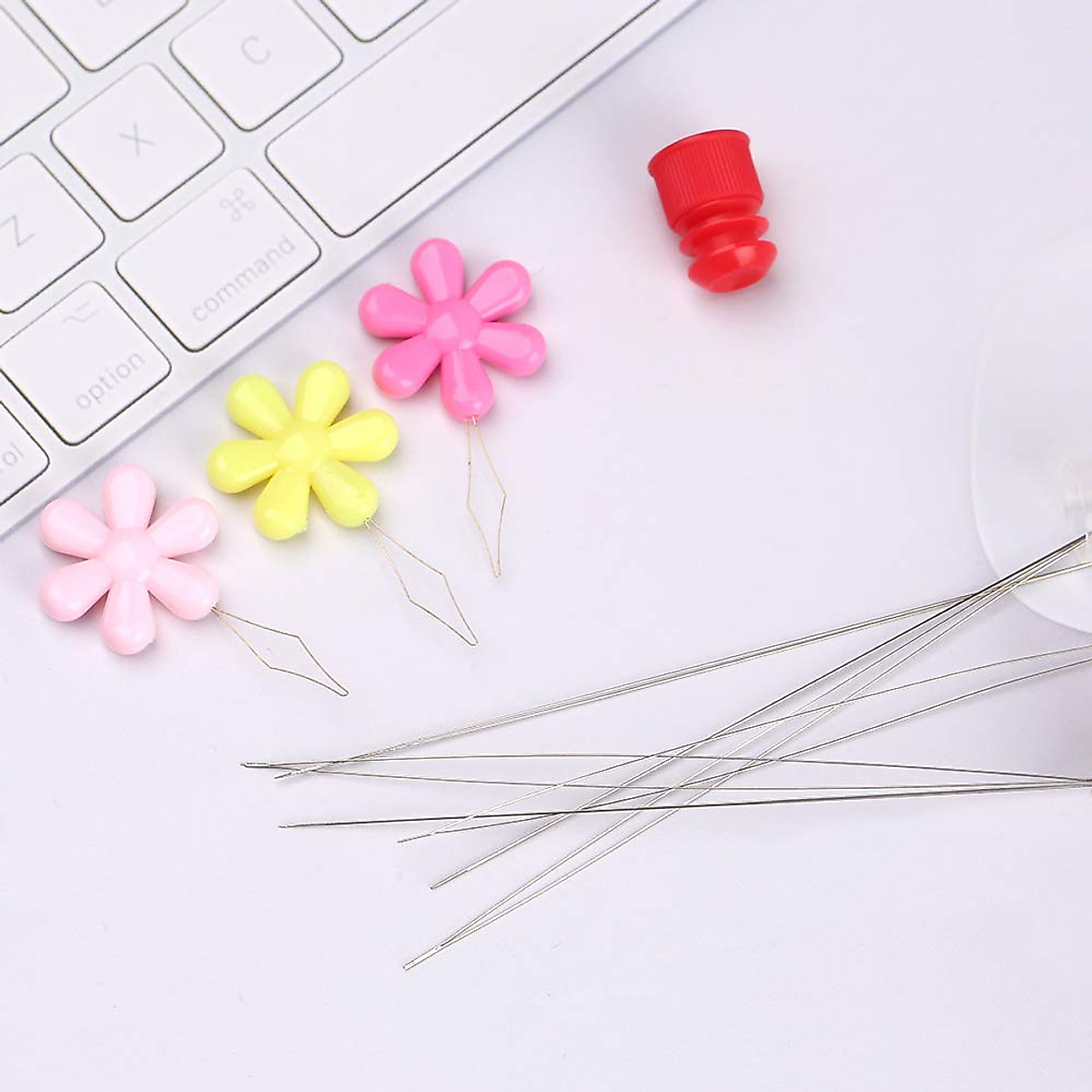 6 Pieces Beading Needles Big Eye Beading Needles Beading Embroidery Stainless Needles with Needle Bottle and 3 Pcs Bead Needle Threader for Jewelry Making (4.01inch)