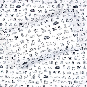 Kids Rule 3-Piece Dog Sketch Sheet Set for Boys & Kids - 1 Twin Flat Sheet, 1 Twin Fitted Sheet & 1 Queen Pillowcase, Soft Brushed Microfiber Polyester Bed Sheet, Smooth & Durable