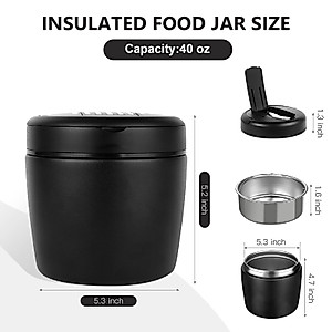 Godobo Thermo for Hot Food 40oz, Vacuum Insulated Food Jar for Adults, Stainless Steel Soup Thermo Wide Mouth Leakproof Lunch Containers with Spoon for School Office