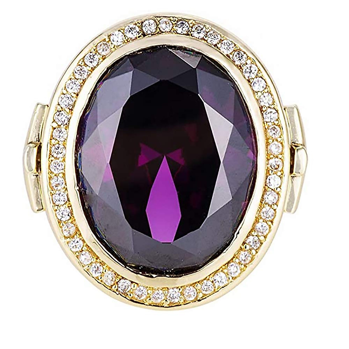 HKN1682 Designs Purple Amethyst Cubic Zirconia 14k Gold Plated Bishop Cross Ring (10)