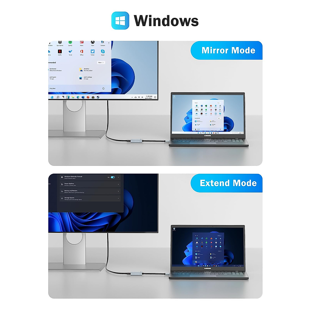 Lemorele USB to HDMI Adapter for MacBook Air/Pro/Mini, 1080P@60Hz USB to HDMI Cable for Mac Supports Mirror/Expansion Mode Multi Display Video Adapter Compatible with Windows7,8,10/MacOS10.15