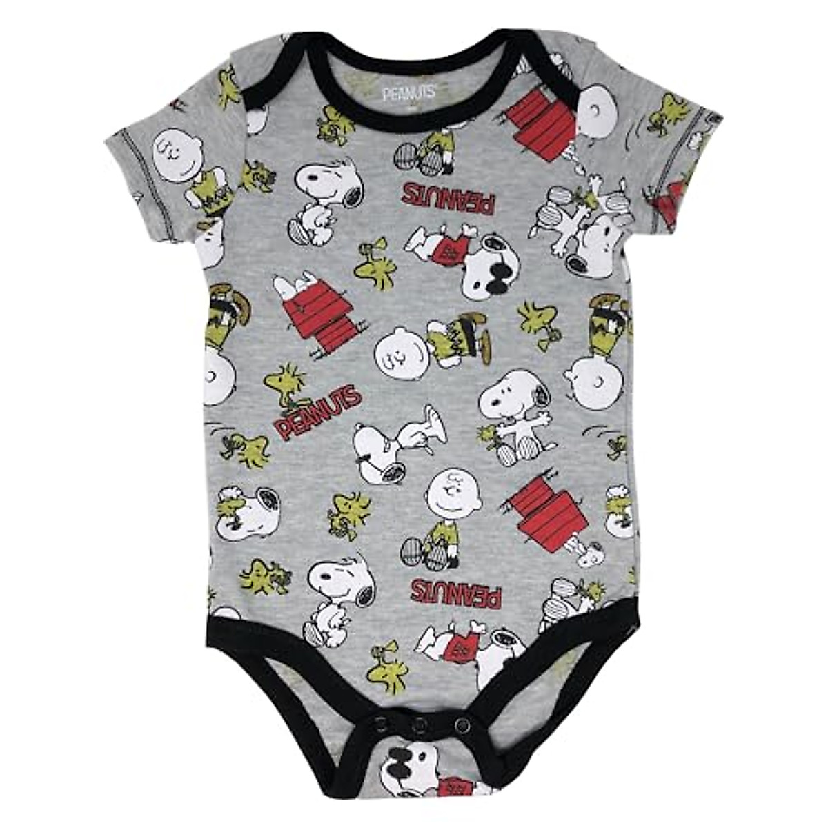 Peanuts Snoopy Newborn Baby Boys 4 Pack Short Sleeve Bodysuits Peanuts '20 3-6 Months