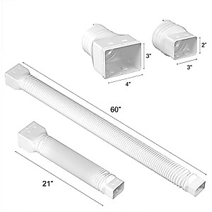 YOTODY 2 Pack Rain Gutter Downspout Extensions Flexible,Drain Downspout Extender Connector 21"-60",Screws for Included,White