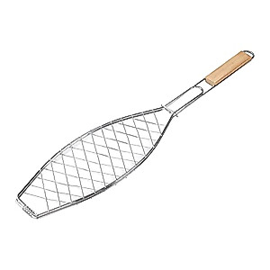 RvSky Garden Supplies Stainless Steel Fish Grill Basket Compact Easy to Store Grilling Basket with Handle for Outdoor