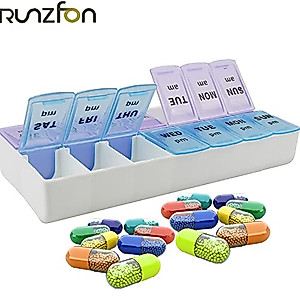 (TM) Weekly 7-Day AM and PM Travel Pill Container Medicine Box with 14 Compartments Home Supplies Organizers and Storage