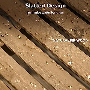 Outsunny 5 Piece Wooden Patio Dining Set for 6, Outdoor Conversation Set with 2 Armchairs, 2 Loveseats, and Dining Table with Umbrella Hole for Backyard, Garden, Light Brown