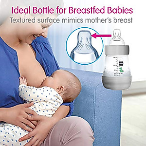 MAM Easy Start Anti Colic 5 oz Baby Bottle, Easy Switch Between Breast and Bottle, Reduces Air Bubbles and Colic, 2 Pack, Newborn, Boy