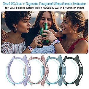 Haojavo [4+6 Pack for Samsung Galaxy Watch 5/Galaxy Watch 4 40mm Screen Protector Case, 4 PACK Hard PC Cover Protective Bumper Shell + 6 PACK Tempered Glass Film for Galaxy Watch 40mm Accessories