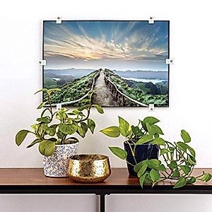 BAGTeck 22 Sets of Mirror Holder Clips Kit，Crystal Clear Plastic Mirror Clip, Mirror Holder Clips Glass Retainer Clips Kit，Mirror Hanging kit with Screws and Fixed Mirror Box Door