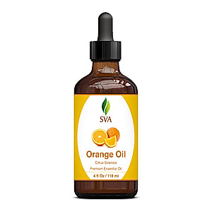 SVA Orange Essential Oil 4oz (118ml) Premium Essential Oil with Dropper for Diffuser, Aromatherapy, Hair Care, Scalp Massage & Skin Care