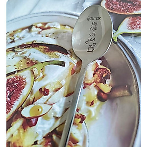 Anniversary Christmas Gifts for Husband Wife Enjoy You're My Cup of Tea Spoon for Boyfriend Girlfriend Coffee Tea Lover Gift for Couple Best Friend Funny Engraved Spoons