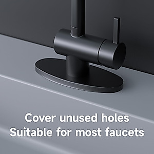 2 pc Faucet Plate, Faucet Hole Cover, Deck Plate Escutcheon for Kitchen Faucet- Sink Hole Cover, Plumbing Cover Plates, 5.5" Deck Plate for Pull Down Faucet: Stainless Steel (Mate Black)
