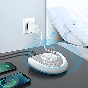 White Noise Sound Machine for Sleeping Baby Kid Adult Office Privacy with 24 Soothing Sounds, Portable Sleep Machine White Noise Fan Natural Sound, Battery & Plug, Timer, 2 USB Charger, Headphone Jack