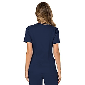 Mock Wrap Scrubs for Women Workwear Revolution, Soft Stretch, Easy Care WW610, M, Navy