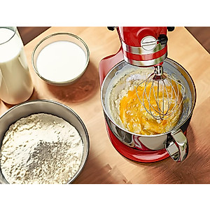 6 Wire Whisk Attachment for Kitchenaid Stand Mixer, Stainless Steel K45WW Whip Replace Attachment for 4.5-5Qt Tilt-Head Stand Mixer, For Egg Cream Stirrer, Flour Cake Balloon Whisk, Dishwasher Safe