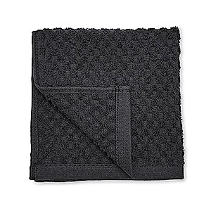 Amazon Basics 100% Cotton Terry Kitchen Dish Cloths, Popcorn Texture, 8 Pack, Black, 12"L x 12"W