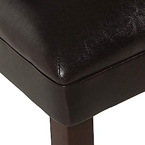 HomePop Parsons Upholstered Accent Dining Chair, Set of 2, Dark Brown Faux Leather
