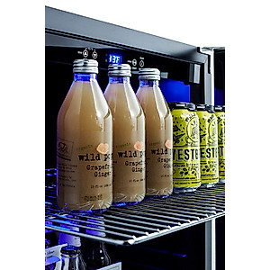 Summit SCR2466B 24 Inch 4.2 cu. ft. Capacity Freestanding or Built In Glass Door Beverage Center with Reversible Door, Lock, 4 Shelves, Reversible Door Hinge, Factory Installed Lock, CFC Free, Comme