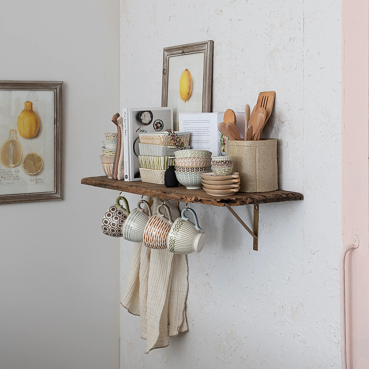 Decorative Stoneware Crock with Line Detail, Tan