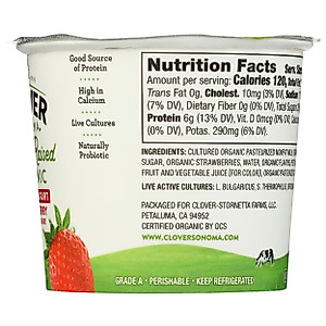 CLOVER SONOMA Organic Low Fat Strawberry Yogurt, 5.3 OZ