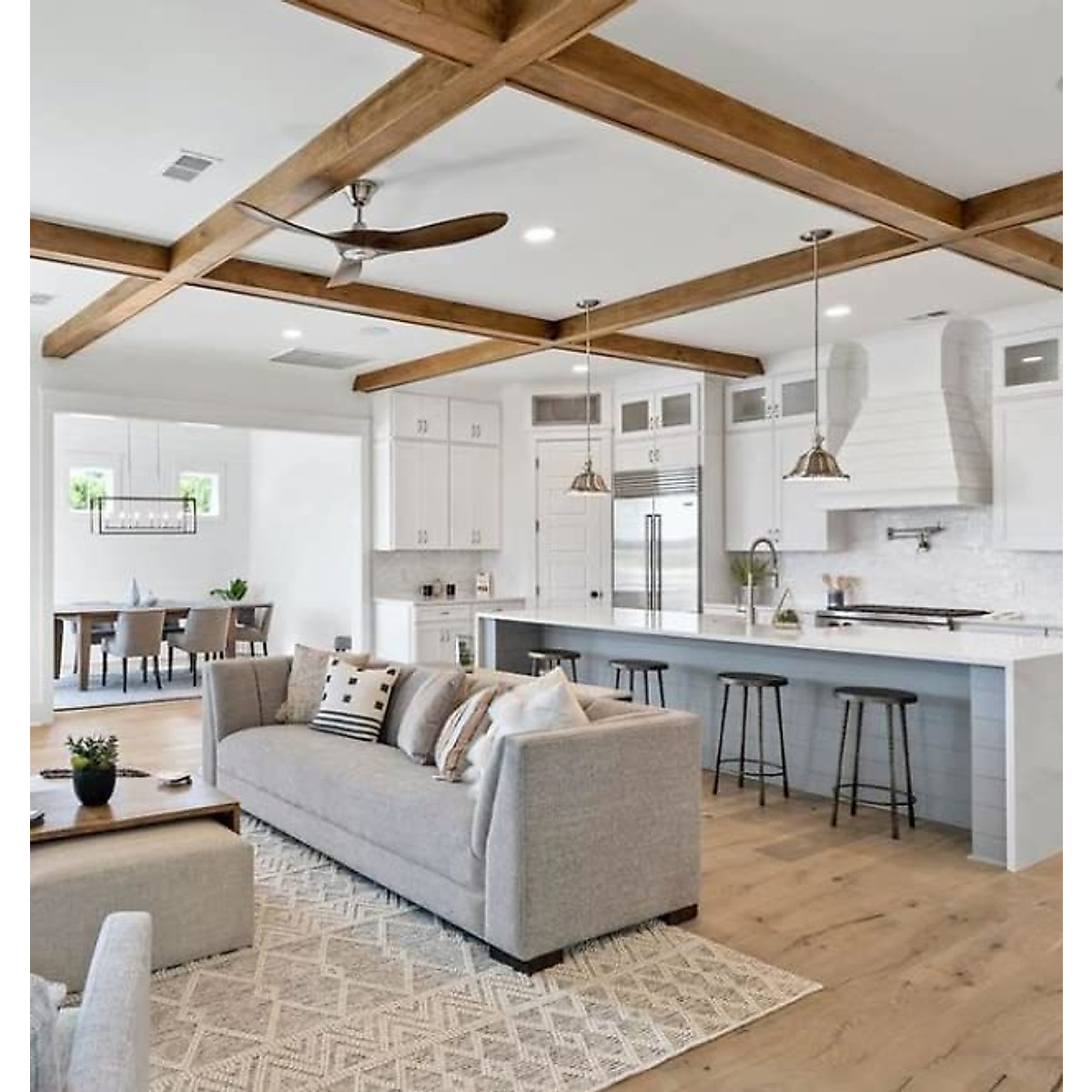 Monte Carlo 3MAVR60BSKOA Maverick Energy Star Outdoor Ceiling Fan with Remote Control, 3 Balsa Wood, 60-Inch, Brushed Steel-Koa Blades