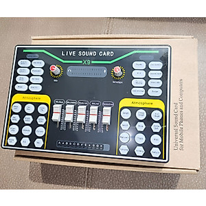 X9 Mini Audio Mixer Sound Card With Dsp Independent Reverb Chip, 48V Power Multiple Sound Effects For Live Streaming Studio Recording Karoke Singing For PC Or Mobile Phone…