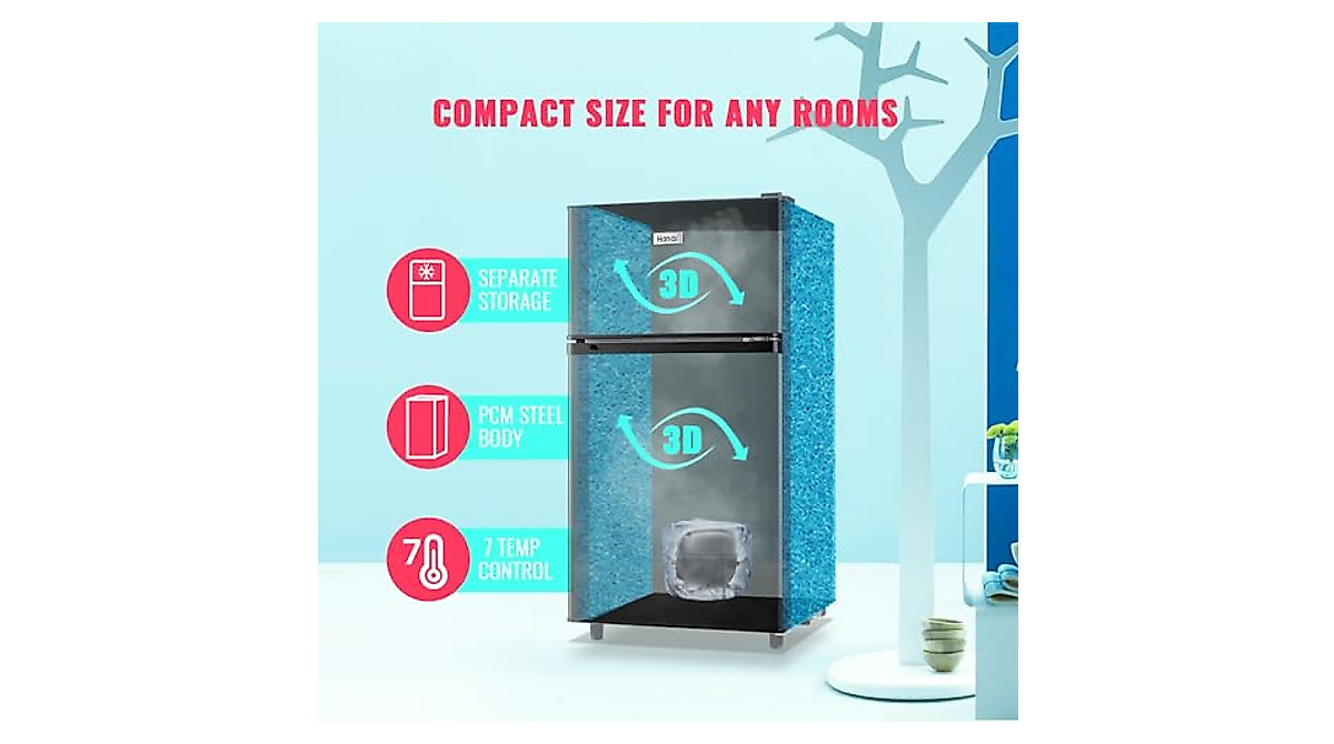 WANAI 3.5 Cu.Ft Mini Fridge with Freezer for Dorm & Home