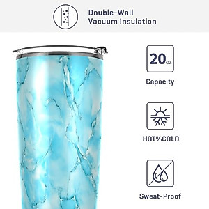 Blue-green Irregular Marble Texture Stainless Steel insulated water bottle with straw with Lid and Straw coffee mug for men for Home, Office or Car portable tumblers with lids and straws vaso