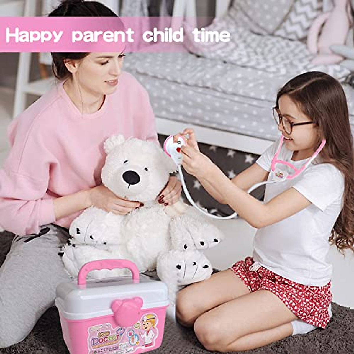 BAIAI 40 Pcs Doctor Kit for Kids 3-8: Toddler Toys Ages 2-4 Girls Educational Toy Doctor Playset for Girls Ages 3-6 Christmas Stocking Stuffers for Kid Doctor Kit for Toddlers 3-5