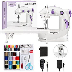 Magicfly Mini Sewing Machine for Beginner, Dual Speed Portable Sewing Machine Machine with Extension Table, Light, Sewing Kit for Household, Travel