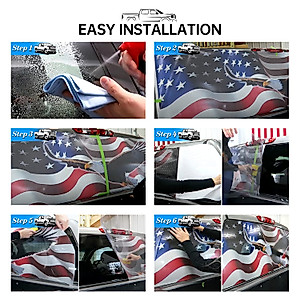WILDLAVIE Truck Rear Window Perforated Decal Wrap Size 58" x 18" American Flag Graphic Vinyl Sticker Patriotic Decoration Fit Most Pickup Trucks SUV