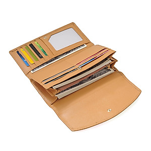 ArtsEye Peach Blossom Embossed Genuine Leather Trifold Wallet (Green)