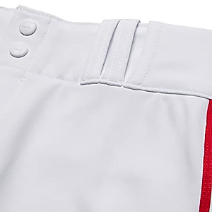 CHAMPRO womens Low-rise Youth Softball With Tournament Traditional Low Rise Pant w Braid, White, Scarlet Pipe, Small US