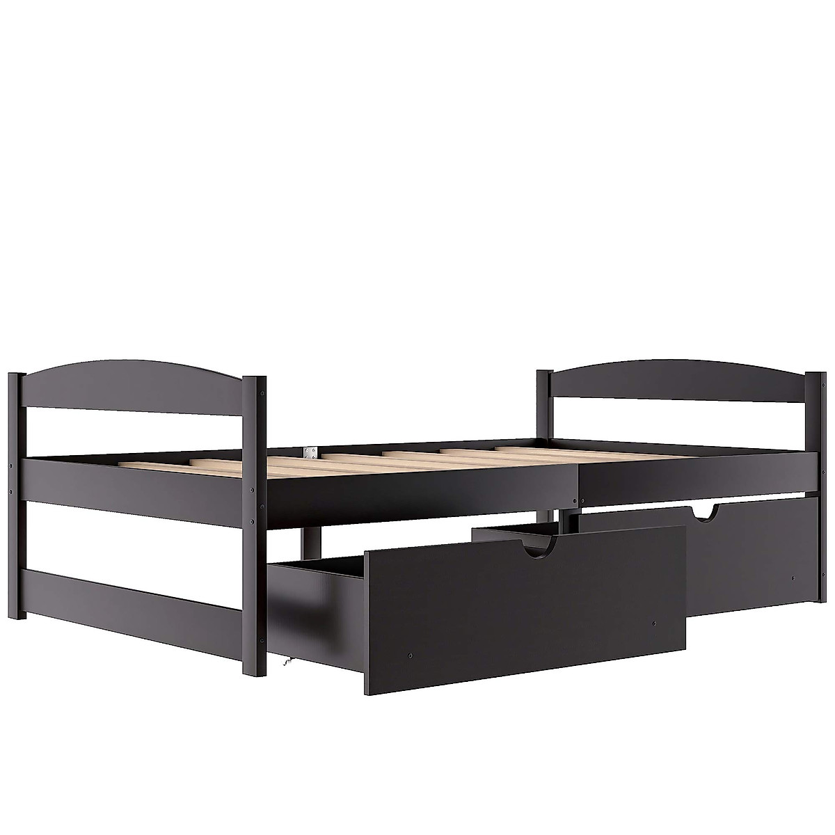 KoiHome Wooden Daybed with 2 Storage Drawers, Twin Size Platform Bed Frame, Daybed Twin for Kids Boy Girls Bedroom,Living Room, Office, No Box Spring Needed, Twin Size Day Beds Sofas in Espresso